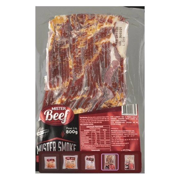 BACON MISTER SMOKE GROSSO CX 9,6 KG PCT COM 800 GRS ( 515 )